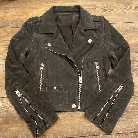 Sl8 | Jackets & Coats | Vintage Suede Dusty Black Heavy Zipper Jacket ...